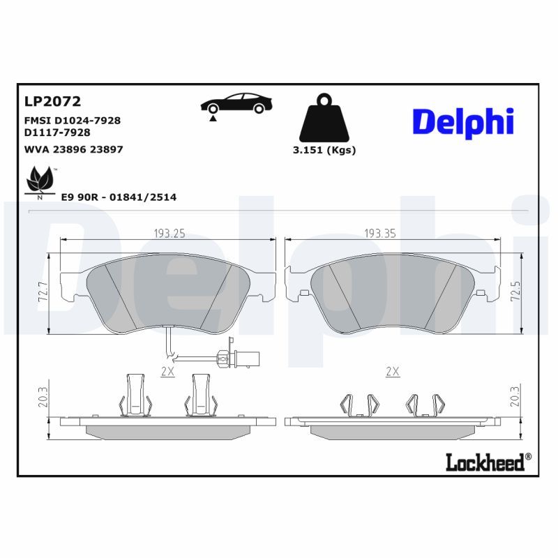 Komplet pločica, disk-kočnica DELPHI LP2072