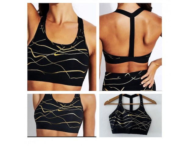 Nike Black &; Gold Flow Design Printed Bra ORIGINALvel.L