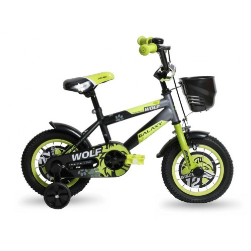 Bicikl dečiji GALAXY WOLF 12" crna/siva/neon zelena 590058