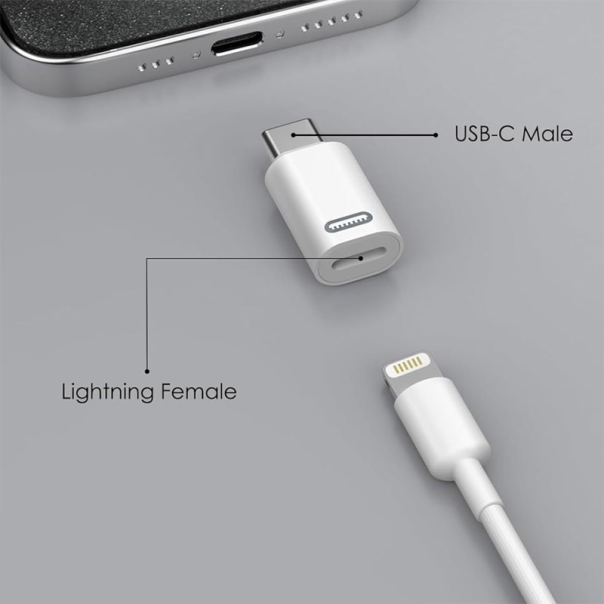 Adapter Type-C muski na Lightning zenski crni