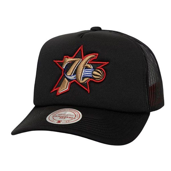 NBA HIDDEN TRUCKER HWC HAT PHILADELPHIA 76ERS 'BLACK'