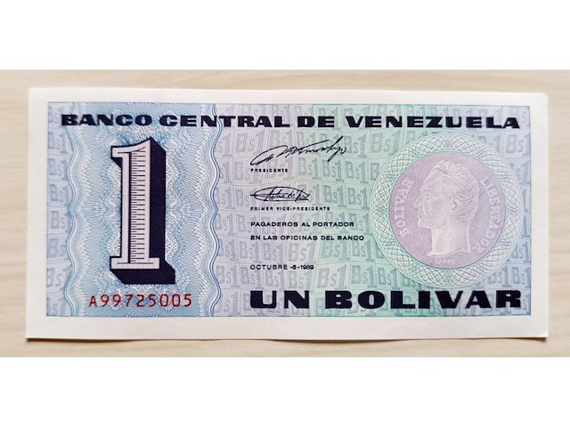 Venecuela 1 bolivar. Unc, 1989 godina