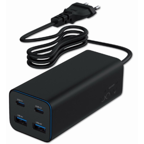 TA-UC-2A2C-PD100-01-BK Gembird 4-port 100W GaN USB PowerDelivery brzi punjacr, black