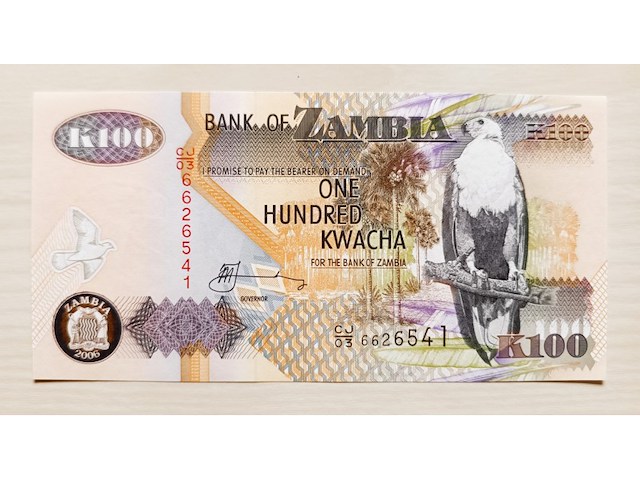 Zambia 100 kwacha. Unc, 2006 godina