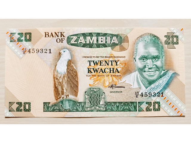 Zambia 20 kwacha. Unc, 1988 godina