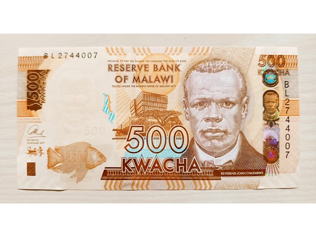 Malawi 500 kwacha. Unc, 2017 godina