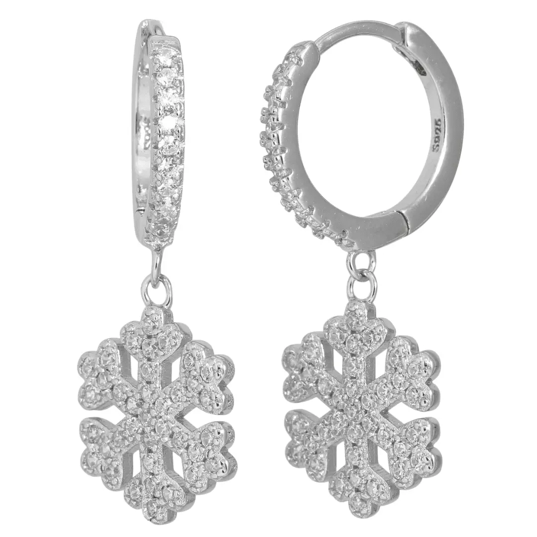 J&B JEWELLERY Srebrne alke sa priveskom u obliku pahulje 925 - 0011