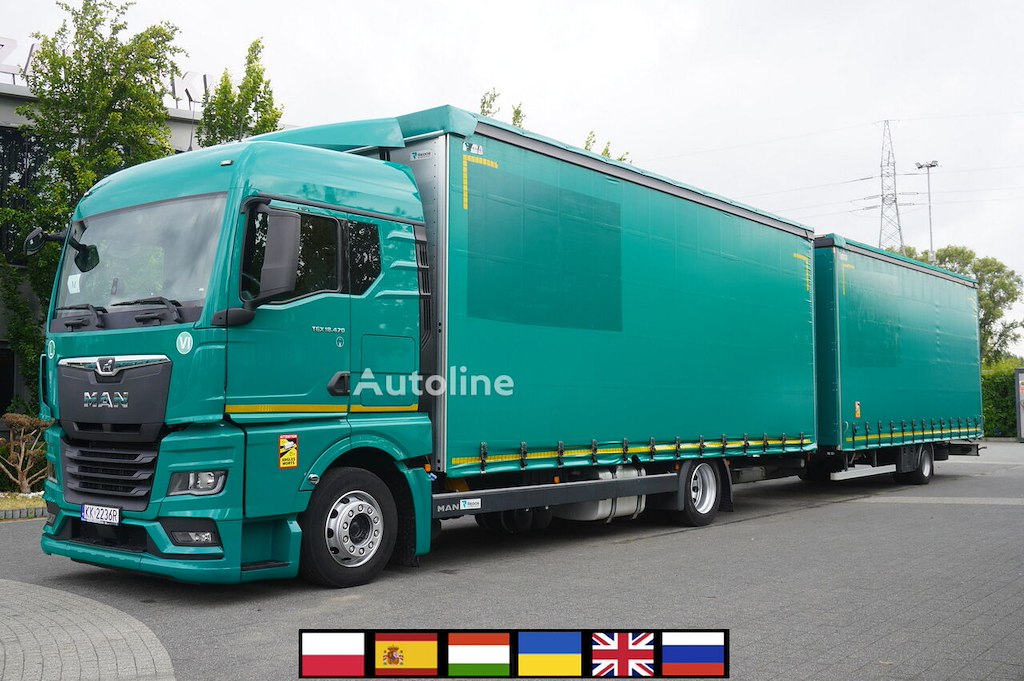 MAN TGX 18.470 / Trailer 19 EPAL / Curtainsider 19 EPAL / 2022 / Ret kamion sa klizna zavesa cerada + prikolica sa kliznom ceradom