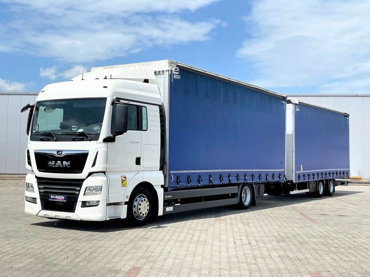 MAN TGX 18.420 / PRZEJAZDOWY / ZESTAW TANDEM 120M3 / 7,75 M + 7,75 M kamion sa klizna zavesa cerada + prikolica sa kliznom ceradom