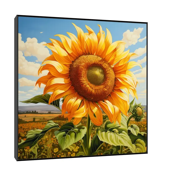 Canvas Slika na platnu Usamljeni cvet, Sa ramom, 30 x 30 cm, Crni