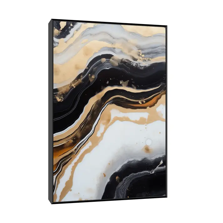 Canvas Slika na platnu Zlatni talasi, Sa ramom, 50 x 75 cm, Crni