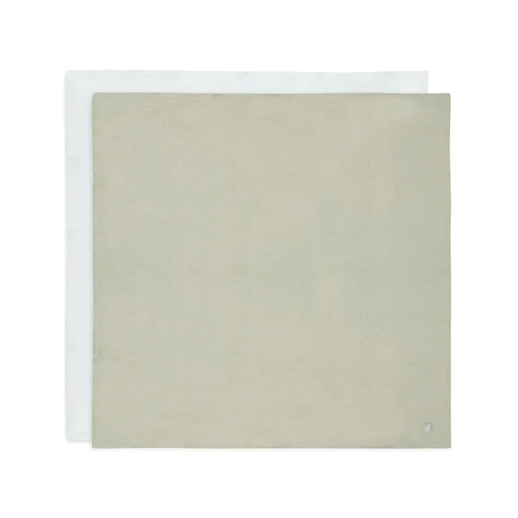 Jollein Muslin prekrivač, 115x115cm, 2 komada, Maslinasti i beli