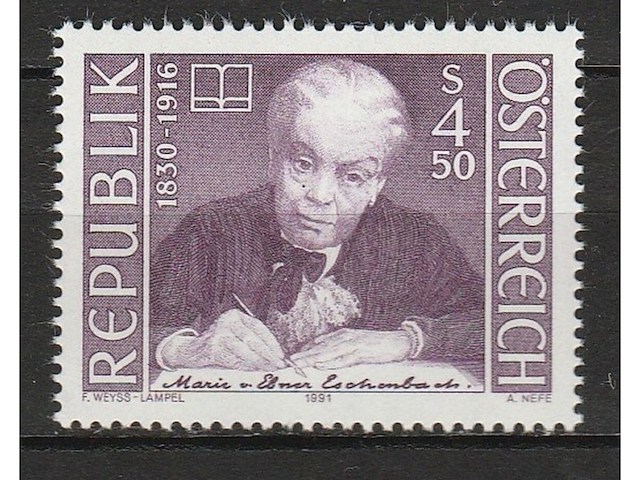 Austrija, Austria-1991-Marie von Ebner-Eschenbach - MNH