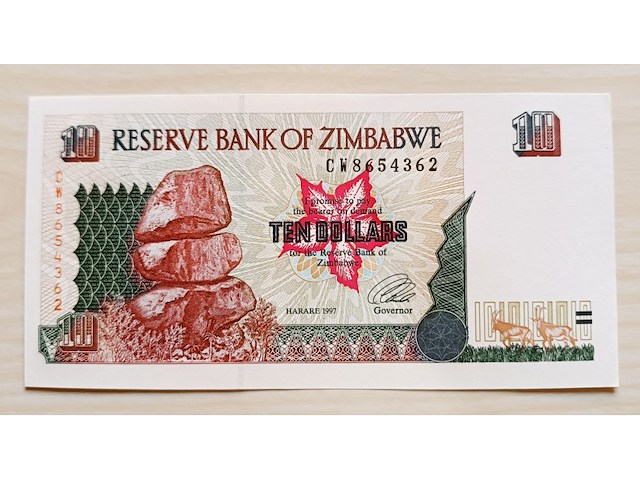 Zimbabwe 10 dollars. Unc, 1997 godina