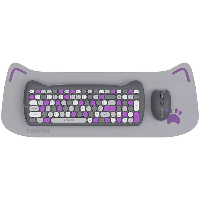 CANYON HSET-W6 EN/AD Keyboard+Mouse Kitty Edition AAA+АА Wireless