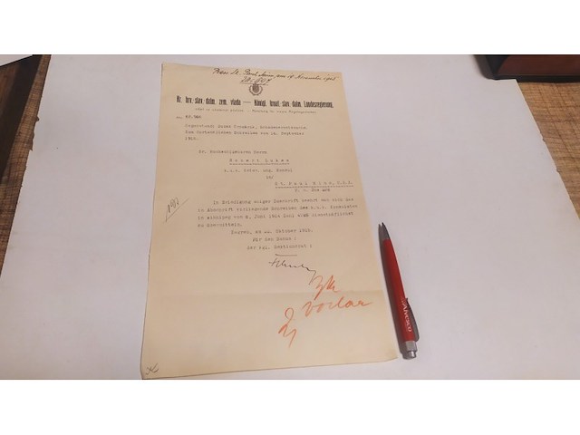 DOKUMENT iz 1915 na nemačkom jeziku