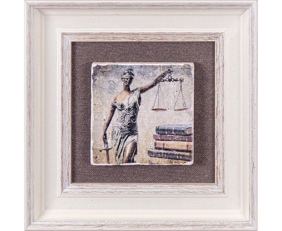 Boginja pravde Justicija - ilustracija na kamenu
