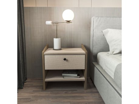 HANAH HOME Noćni ormarić Berlin Walnut Beige