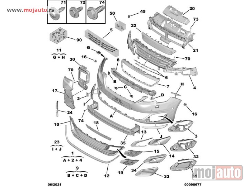 Pezo 308 Hromirana Lajsna Okvira Maglenke SET 13-17,NOVO