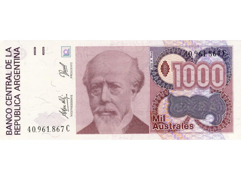 Argentina. 1000 Australes (1988-1990). P#328. UNC PRESS