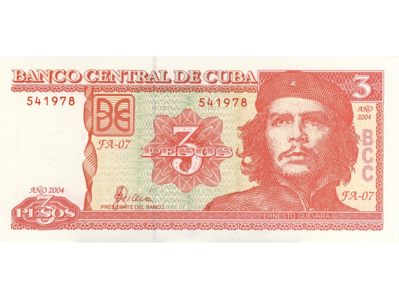 Cuba. 3 pesos (2004). P#127. UNC PRESS