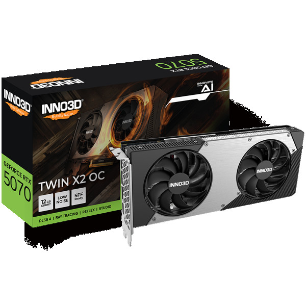 INNO3D NVIDIA RTX 5070 X2 12GB GDDR7 192bit, 2542MHz 28Gbps, 3x DP, 1x HDMI, 2 fans 2 slot ( N50702-12D7-195064N )