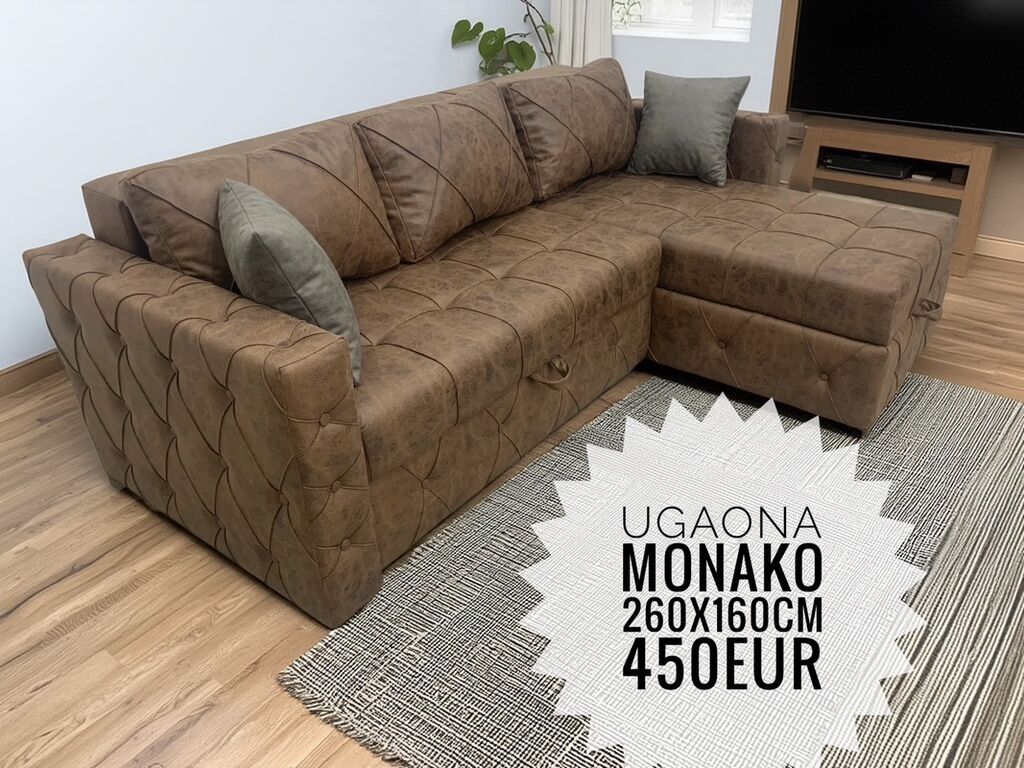 Ugaona garnitura Monako, dimenzija 260x160 cm, idealna je za opremanje