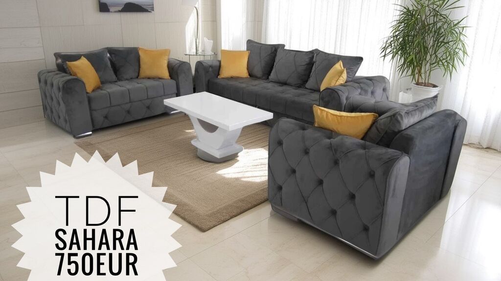 Sofa set Sahara TDF u tamno sivoj boji, idealan za opremanje dnevnog