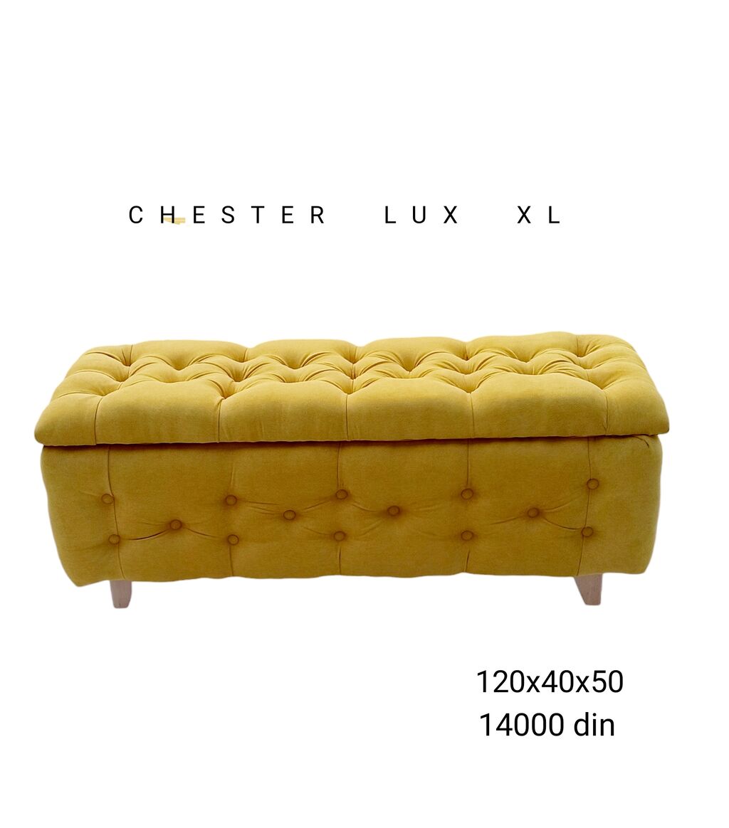 Tabure "Chester Lux XL" u žutoj boji, dimenzija 120x40x50 cm, idealan