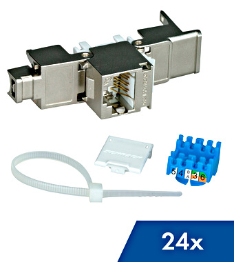 Modul RJ45 Cat.6A STP 10Gb (SFB), 4PPoE 100W, Ed.2.2, 24 kom
TOOLLESS LINE, SFB, 4PPoE 100W