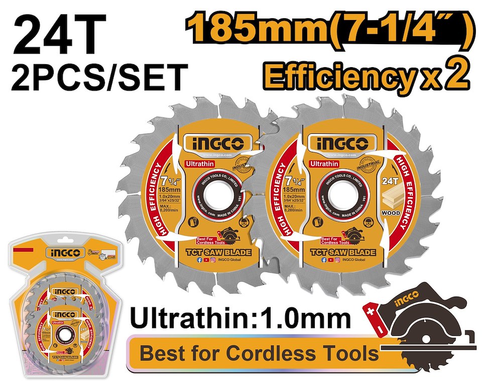 INGCO List testere za drvo 2/1 24 zuba 185mm TSB1853ID: EK000725865