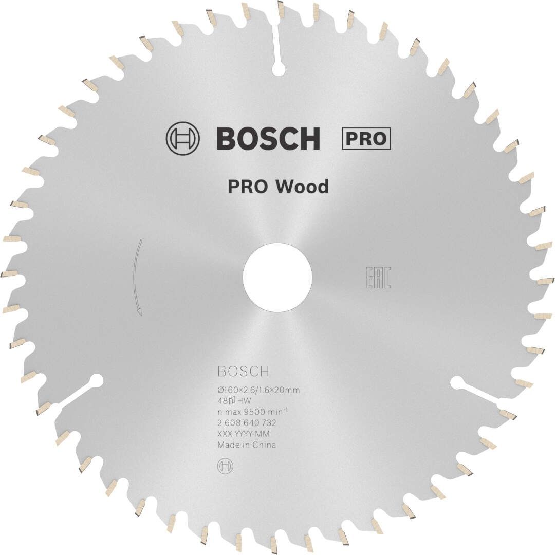 Bosch PRO Wood list kružne testere 160x2.6x20 mm 48z ATB max 9.500 o/min 2608640732ID: EK000724384
