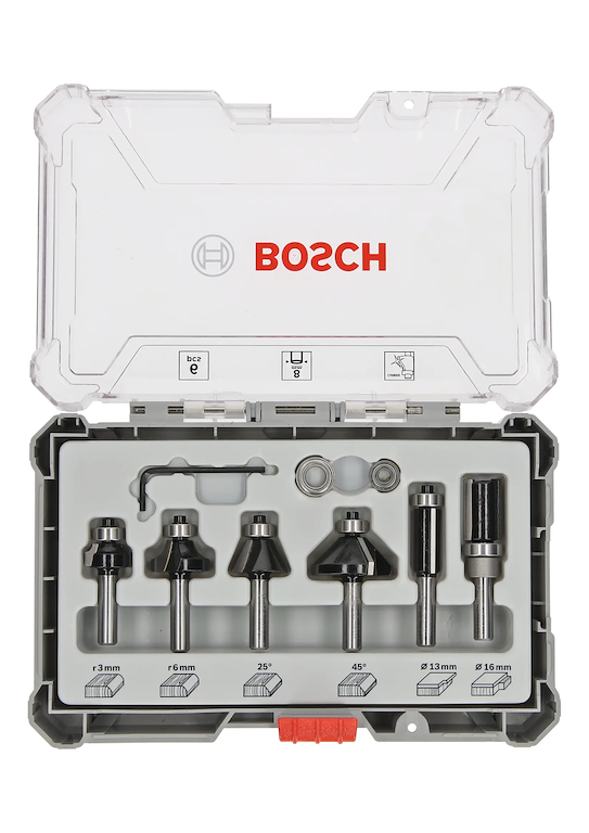 Bosch 6-delni set glodala Standard for Wood - 8 mm set prof. glodala i glodala za ivice 8 mm 2607017469ID EK000724382