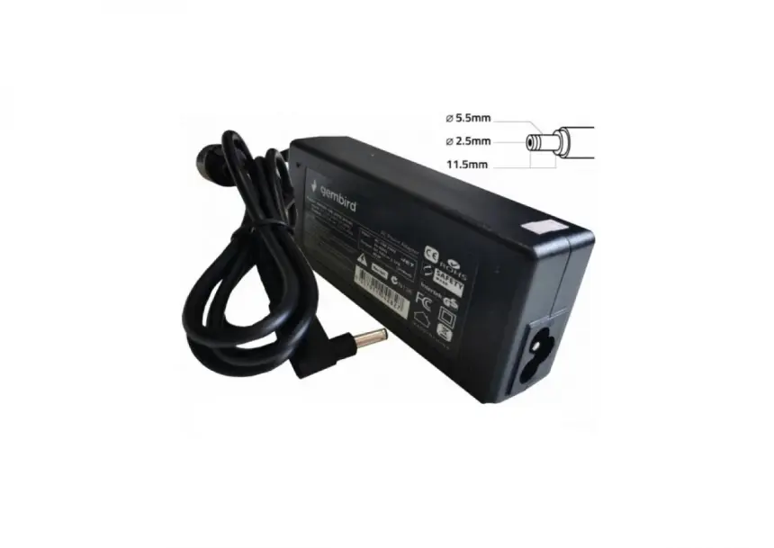 NPA65-190-3420 (AS12)** Gembird punjac za laptop 65W-19V-3.42A, 5.5x2.5mm black (711 Alt=AS16)