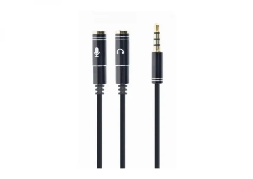 CCA-417M Gembird 2x 3.5 mm(slusalice i mikrofon) Metalni adapter na 1x 3.5mm(4 pin) cable, 0.2m crn