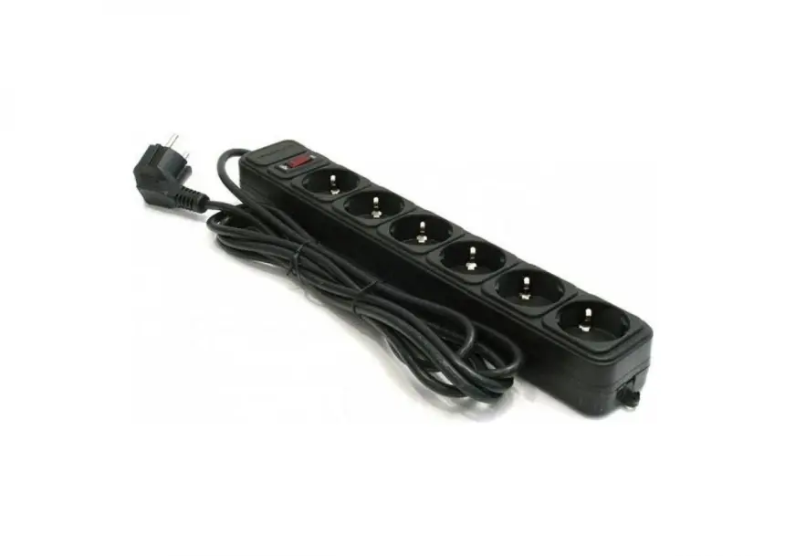 SPG6-B-15 (3G1.5) ** Gembird produzni kabl sa zastitom 6 uticnica(3x1.5mm,16A,3500W)4.5m black (663)