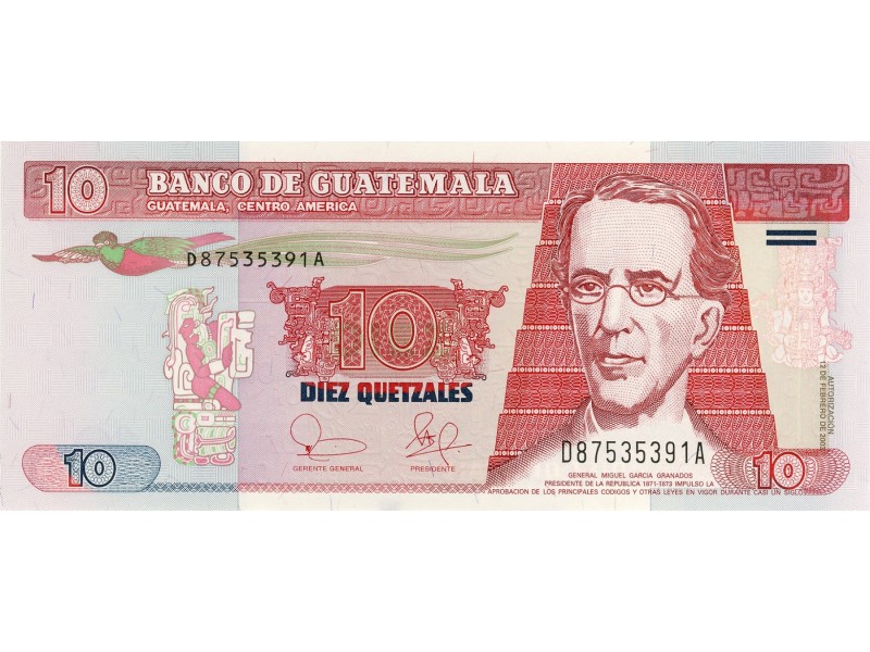 Guatemala 10 quetzalez (2003). P#107. UNC PRESS