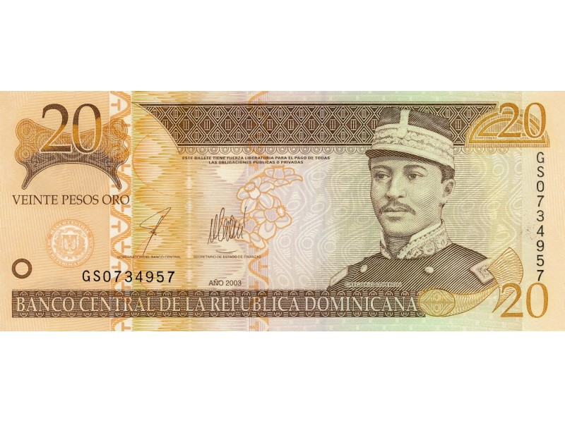 Dominikana. 20 pesos (2003). P#169. UNC PRESS