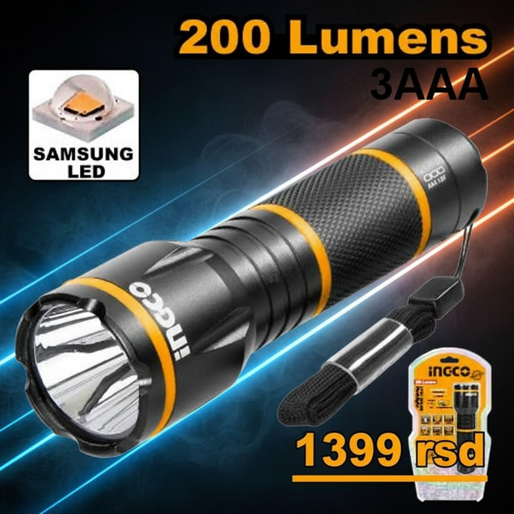 Ingco Baterijska lampa 200 lum HFL013AAA1