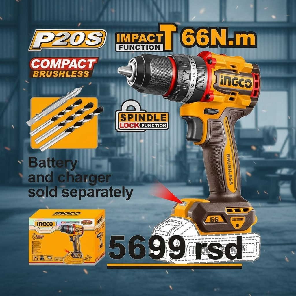 Ingco Aku udarna bušilica 66Nm 20V CIDLI206681