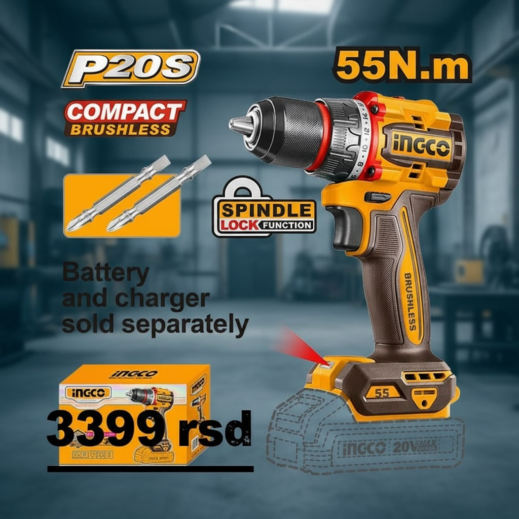 Ingco Aku udarna bušilica 55Nm 20V CDLI205581