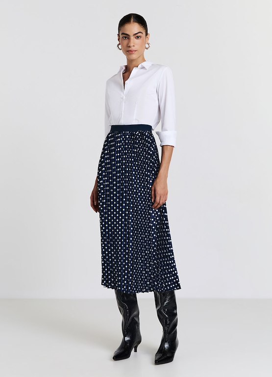 PLEATED POLKA DOT SKIRT VAR PLAVA NOĆ