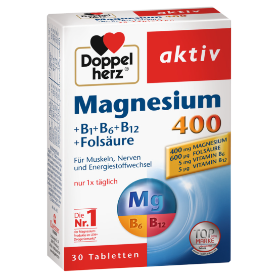 Doppelherz Aktiv Magnezijum 400 + B Vit + Folna, 30 tableta