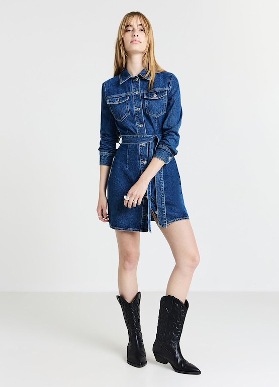 DENIM SHIRT DRESS SREDNJEPLAVI TEKSAS