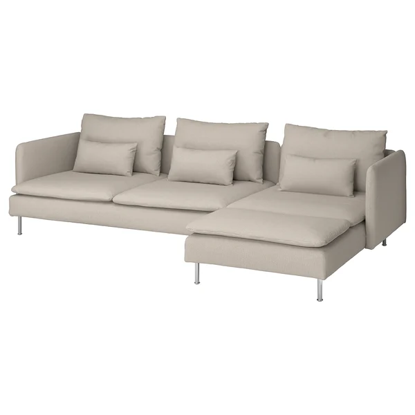 Sofa 4-sed i lenjivac, Fridtuna svetlobež