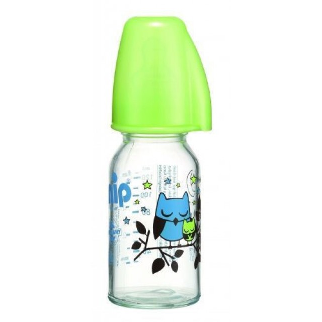 NIP BOCA STAKLENA SA SILIKONSKOM CUCLOM ZA ČAJ 0M+ 125 ML