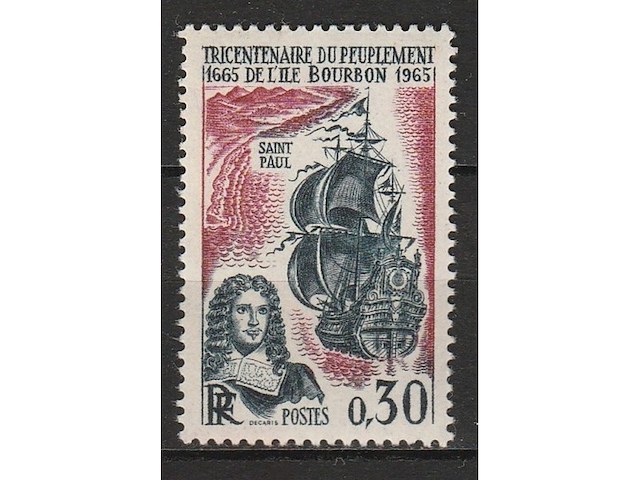 Francuska, France - 1965-Settlement of Ile Bourbon-MNH