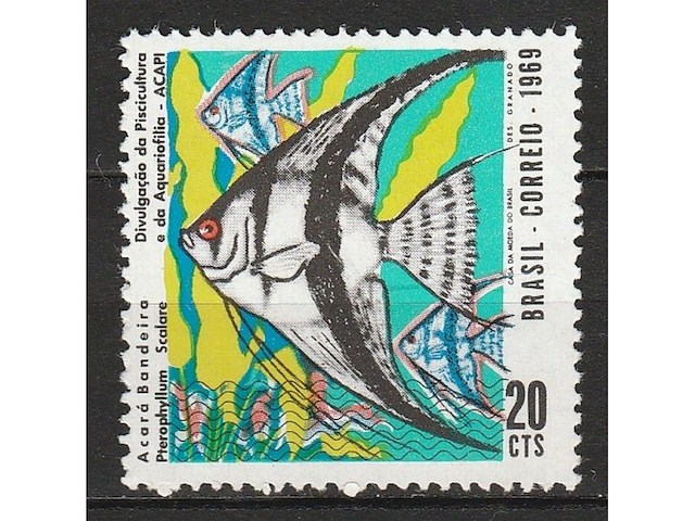 Brazil - 1969 - Angelfish (Pterophyllum scalare) - MNH
