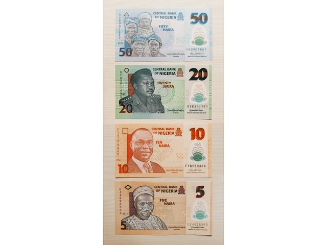 Nigeria 5, 10 , 20 i 50 naira. Unc, 2020/22 godina