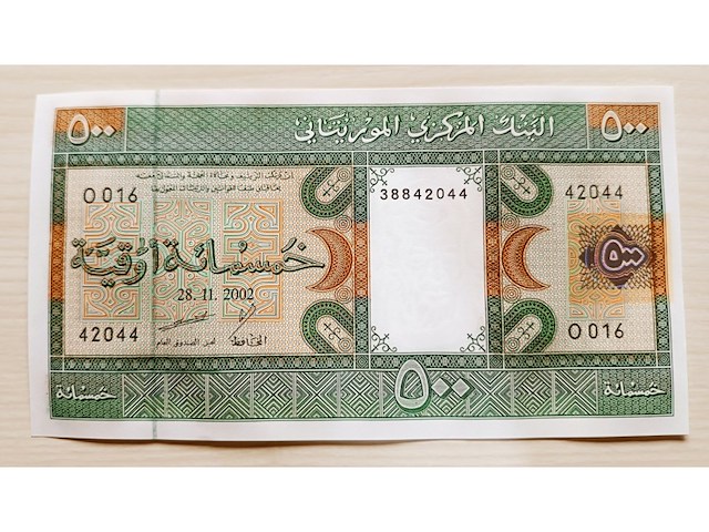 Mauritania 500 ogiya . Unc, 2002 godina